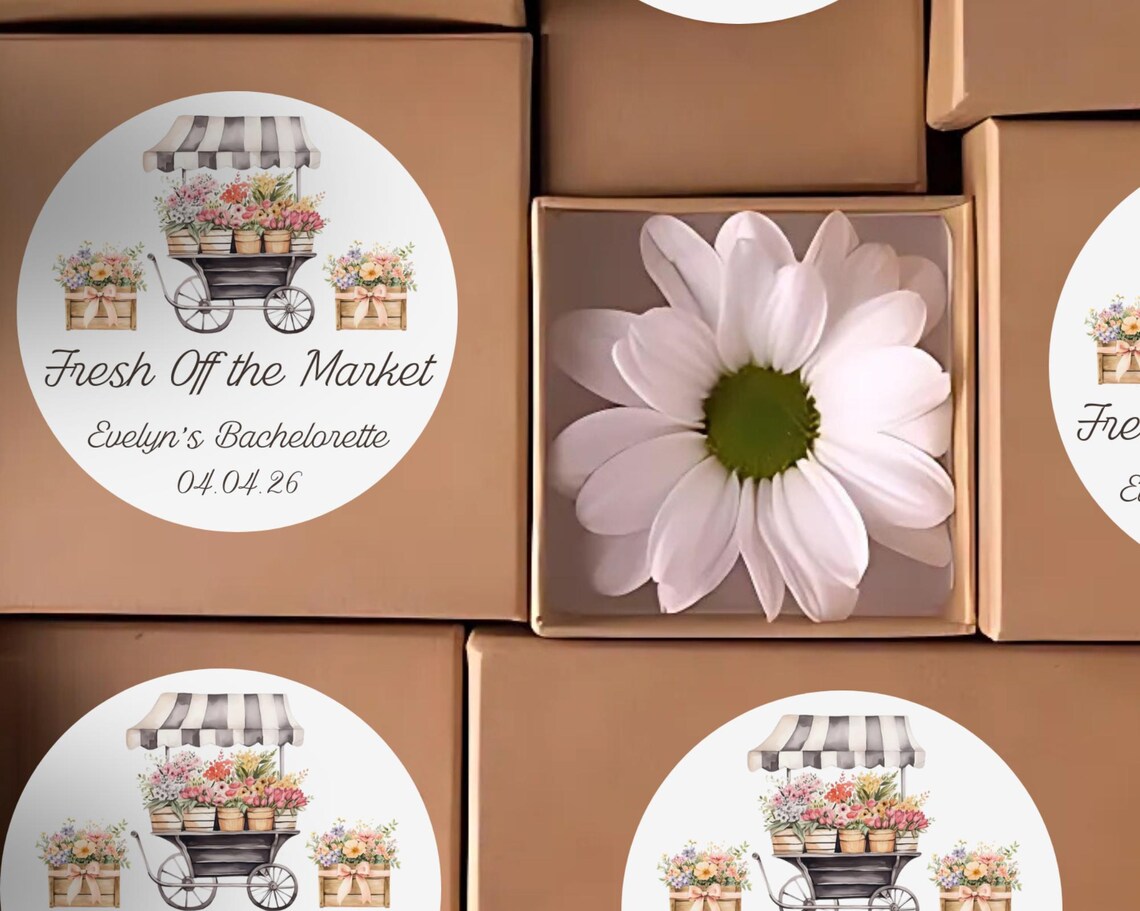 Fresh off the Market Stickers, Garden Party Favor Labels, Floral Bridal ...
