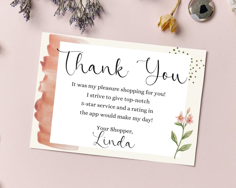 Printable Shopper Thank You Cards Custom Delivery Driver - Etsy