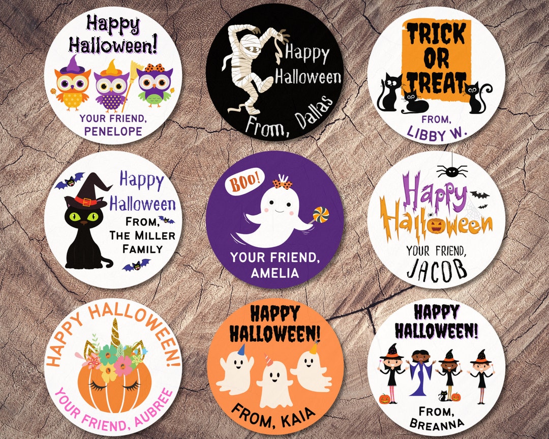 Halloween Stickers for Treat Bags, Favor Labels for Classroom Party ...
