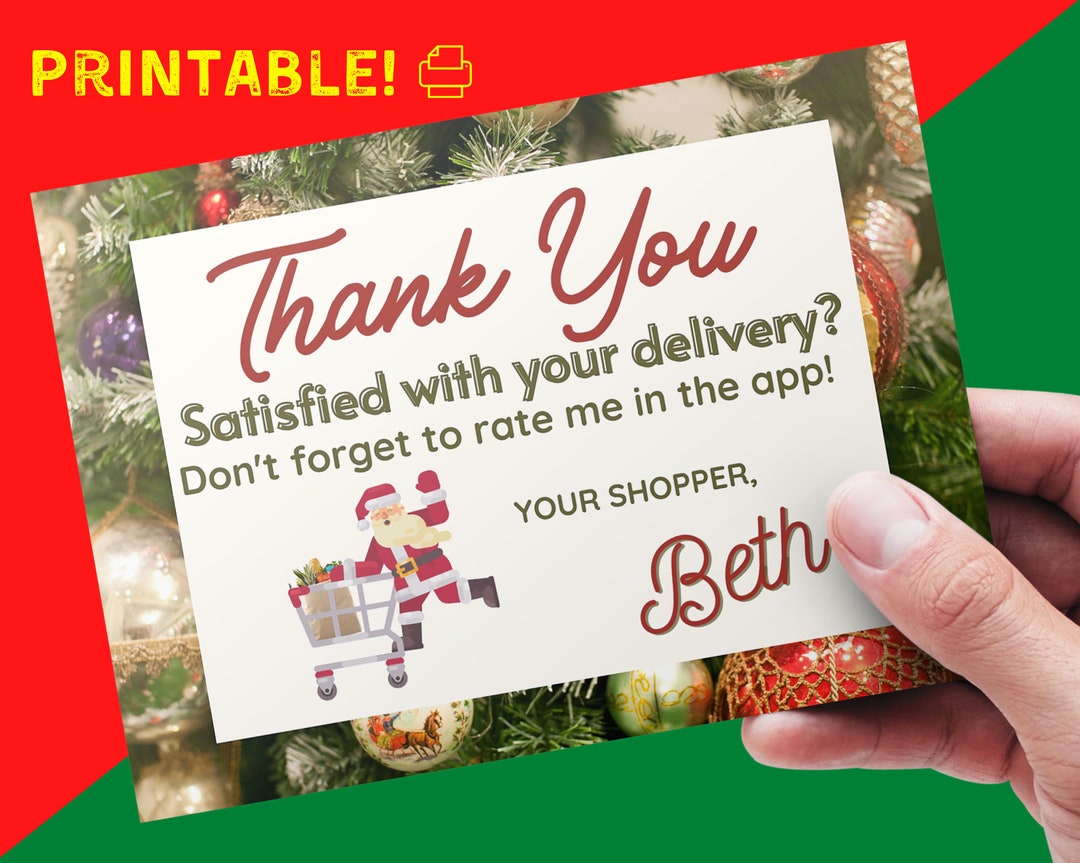 Printable Delivery Driver Christmas Holiday Rating Cards, Personalized ...