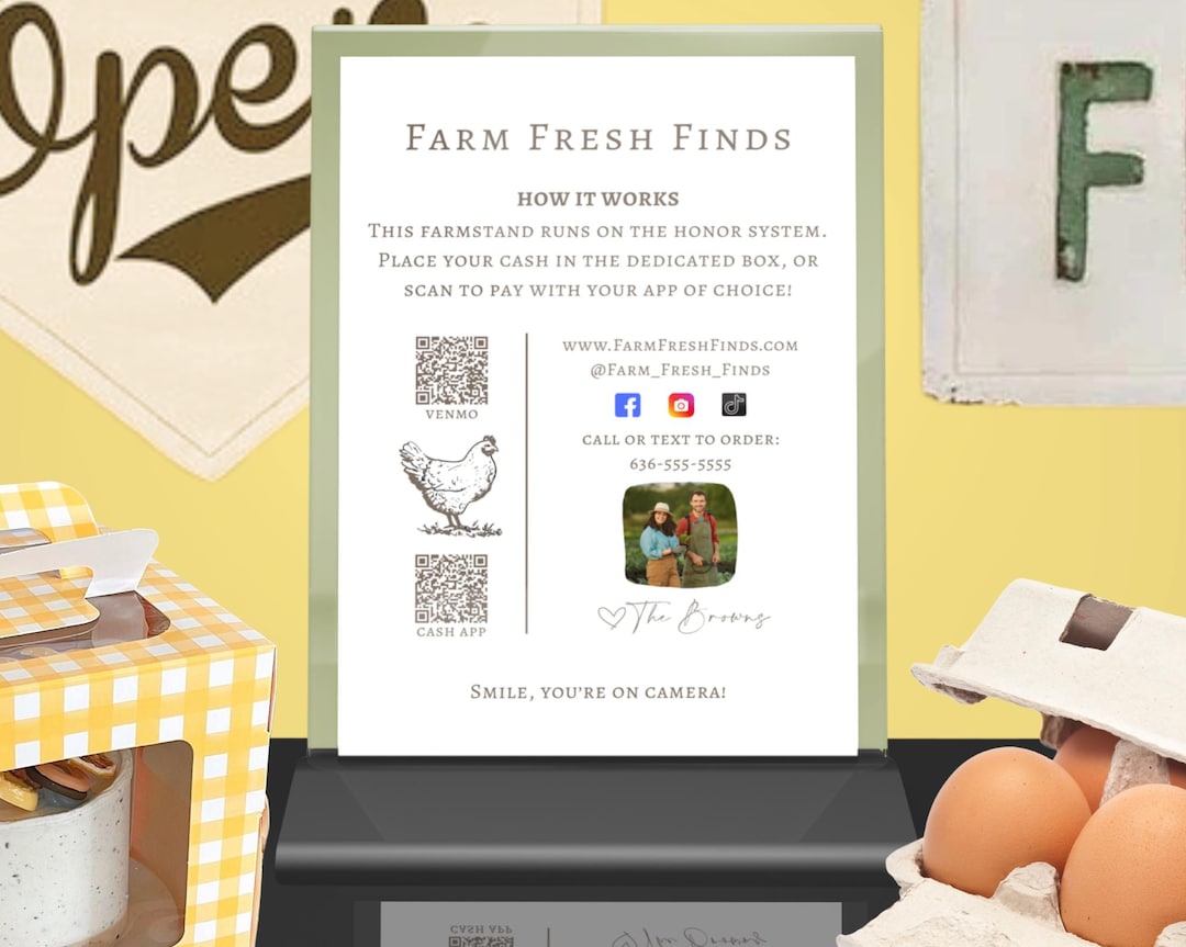 Farmstand Sign How to Pay, Printable Farmstand Honor System Sign, Honor ...