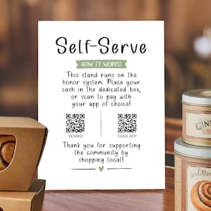 Printable Farmstand Honor System Sign- Scan to Pay Sign for Bakery ...