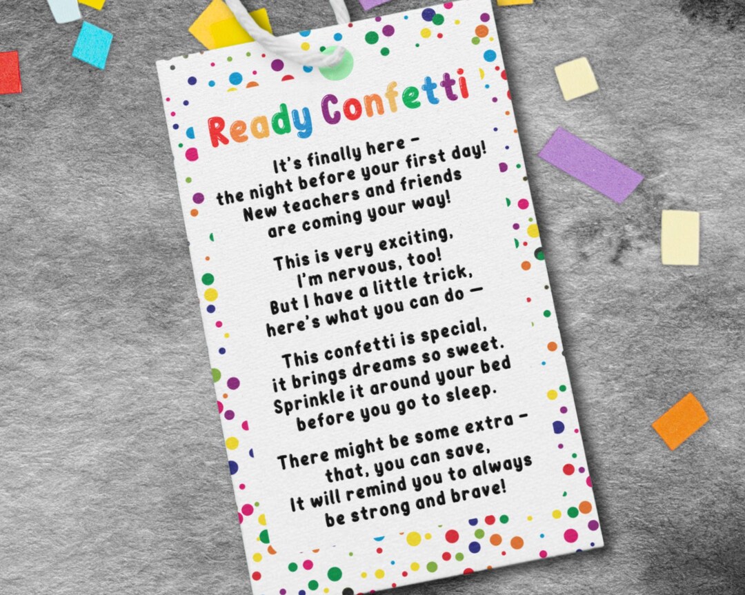 Printable Ready Confetti Tags, Kindergarten Jitter Glitter, Back to ...