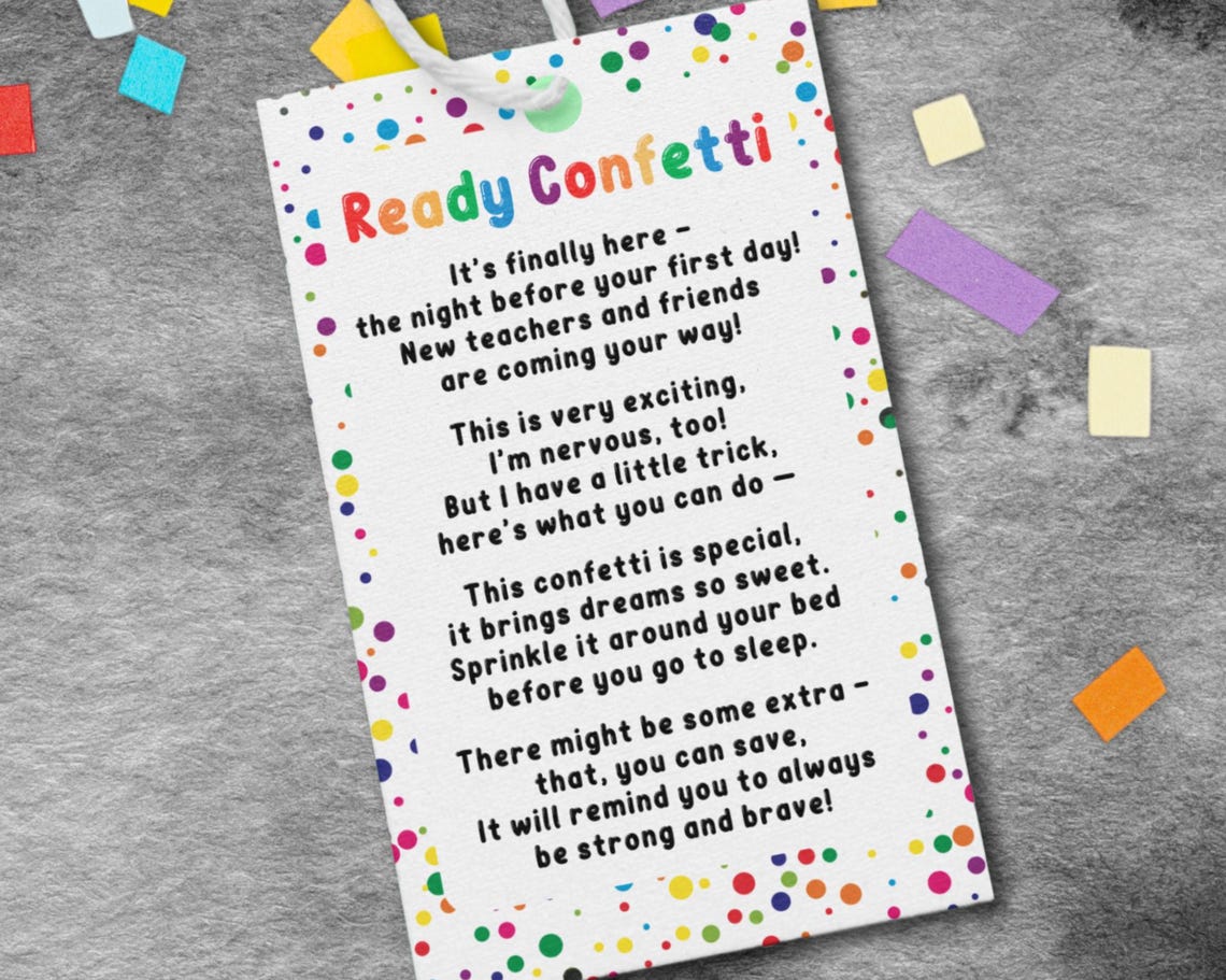 Printable Ready Confetti Tags, Kindergarten Jitter Glitter, Back to ...