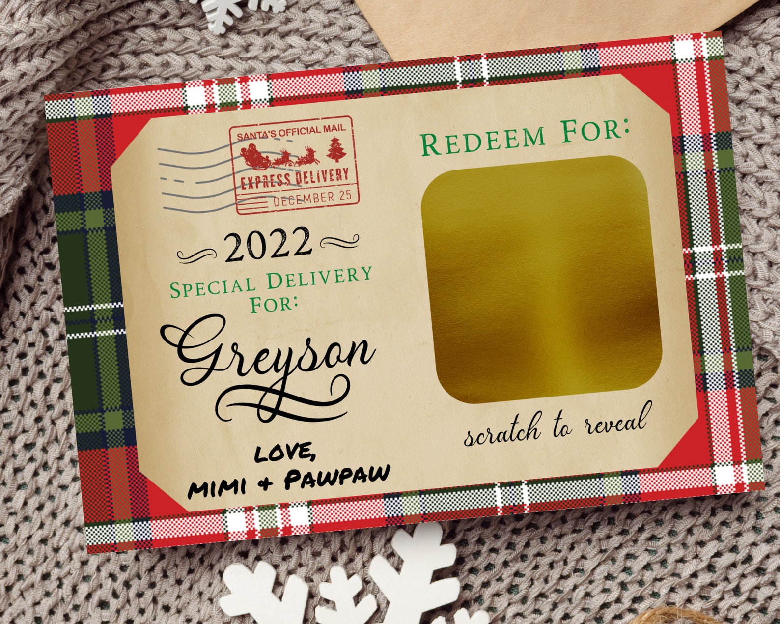 Christmas Scratch off Card, Surprise Trip Reveal, Custom Christmas ...