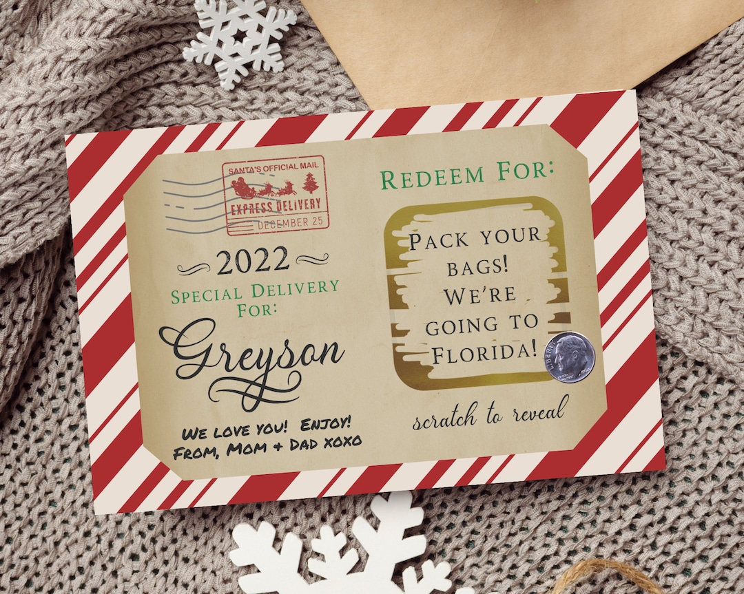 Christmas Scratch off Card, Surprise Trip Reveal, Custom Christmas ...