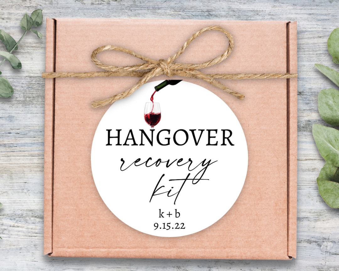 Custom Wedding Hangover Kit Sticker Sheets, Hangover Recovery Kit ...