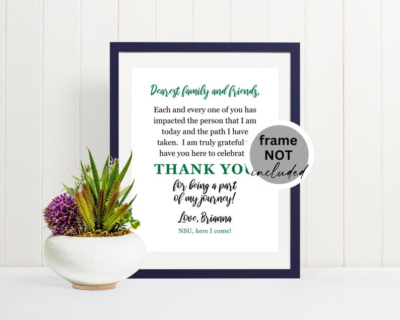 PRINTED Personalized Graduation Thank You Sign, Graduation Party Table ...