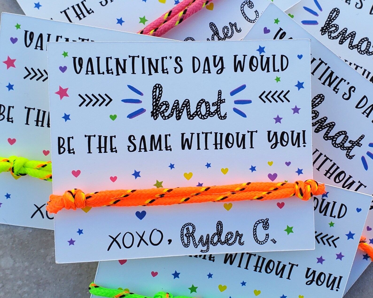 Friendship Bracelet Printable Valentines Day Cards Classroom - Etsy