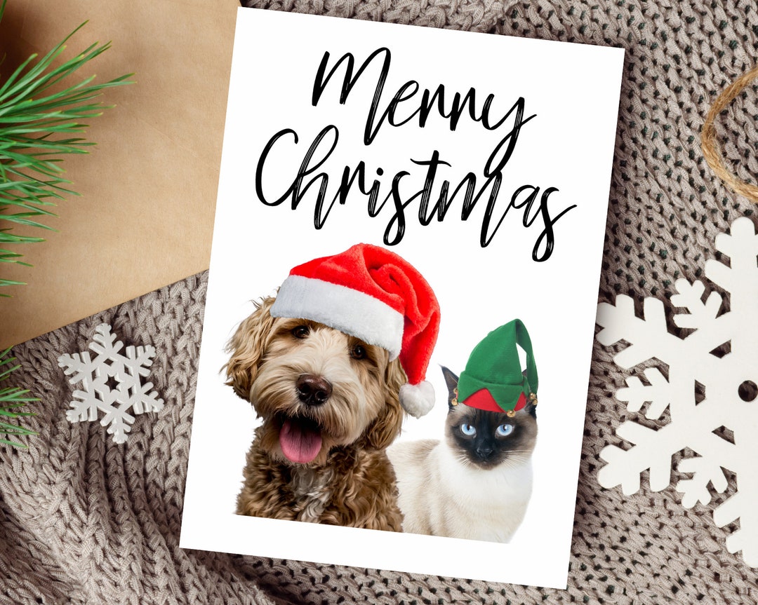 Printable Dog Christmas Card, Pet Holiday Card, Digital Download ...