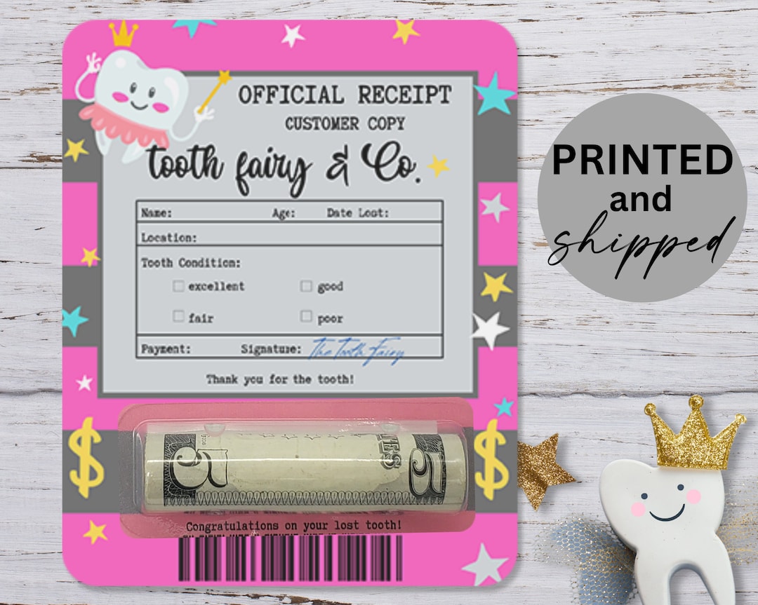 Tooth Fairy Receipt, Money Holder Card, Tooth Fairy Gift for Girl ...