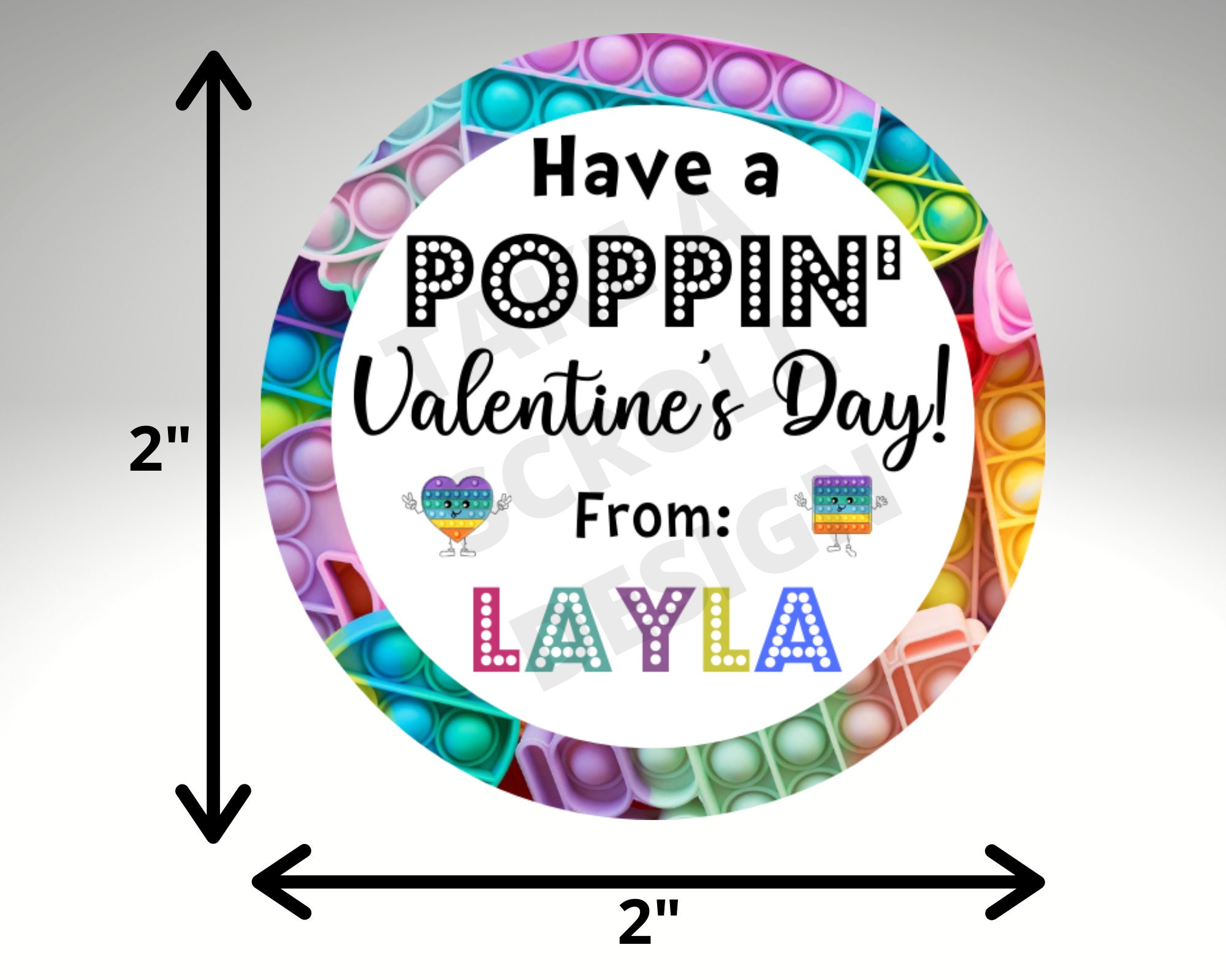 Poppin' Valentine's Day Stickers for Kids, Personalized Classroom ...