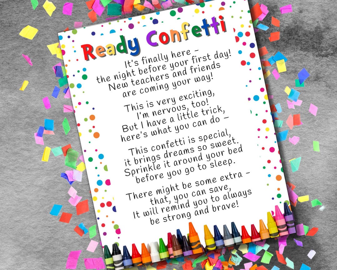 Ready Confetti Printable, Back to School, Night Before First Day ...