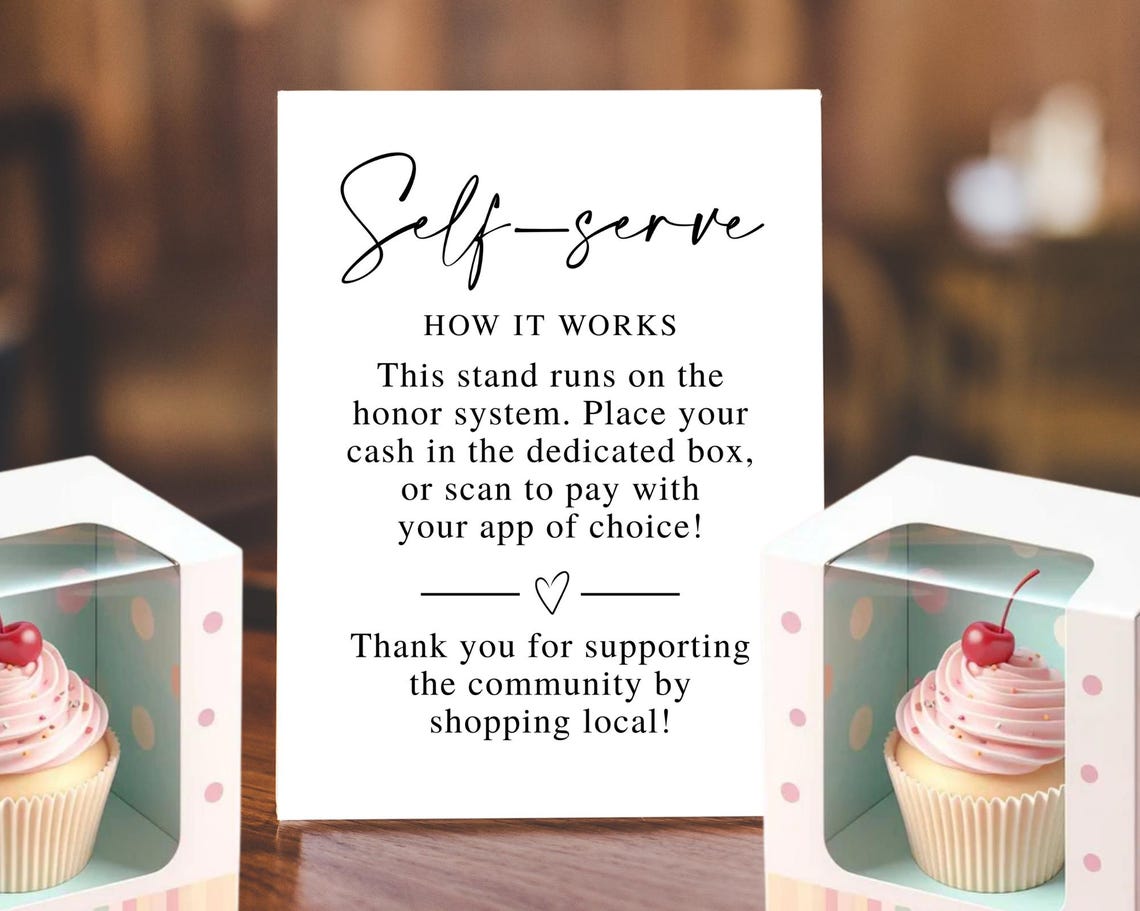 Printable Farmstand Honor System Sign, Bakery Stand Sign, Self Serve ...