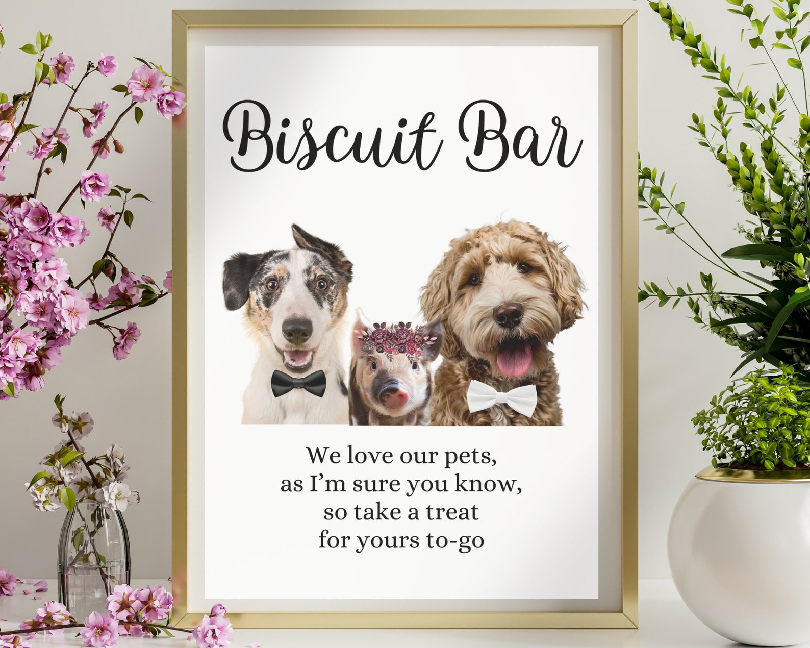 Pet Wedding Favor Sign, Dog Open Bar Sign, Dog Treat Sign for Wedding ...
