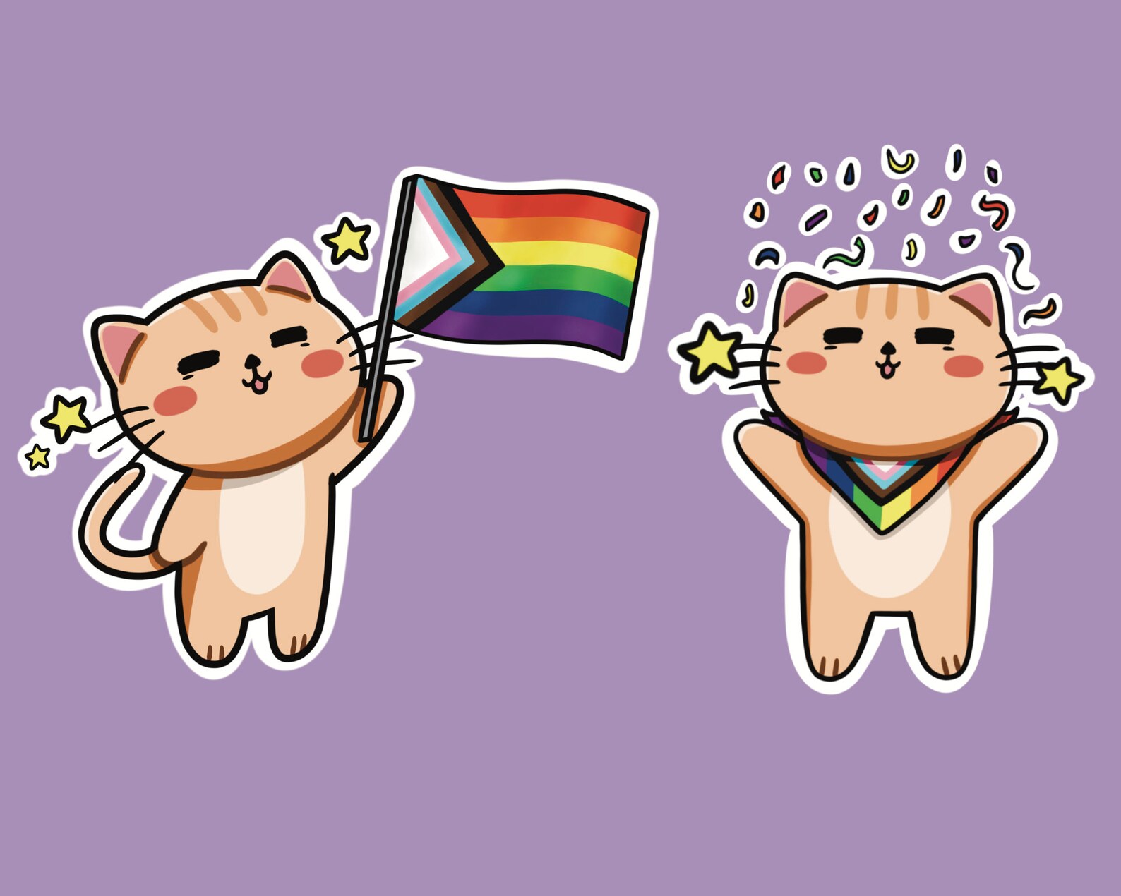 Pride Lgbtq Cat Cute Stickers Water Resistant Glossy Die Etsy