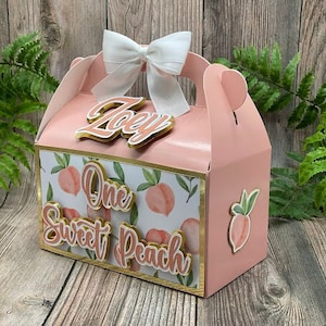 One Sweet Peach Favor Boxes, Sweet Peach Gable Box - Etsy
