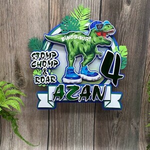 Stomp Chomp Roar Dinosaur Cake Topper, Dinosaur Party, Dinosaur ...