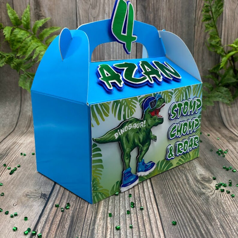 Dinosaur Party Favor Box: Stomp Chomp Roar, Decorated Treat Box - Etsy
