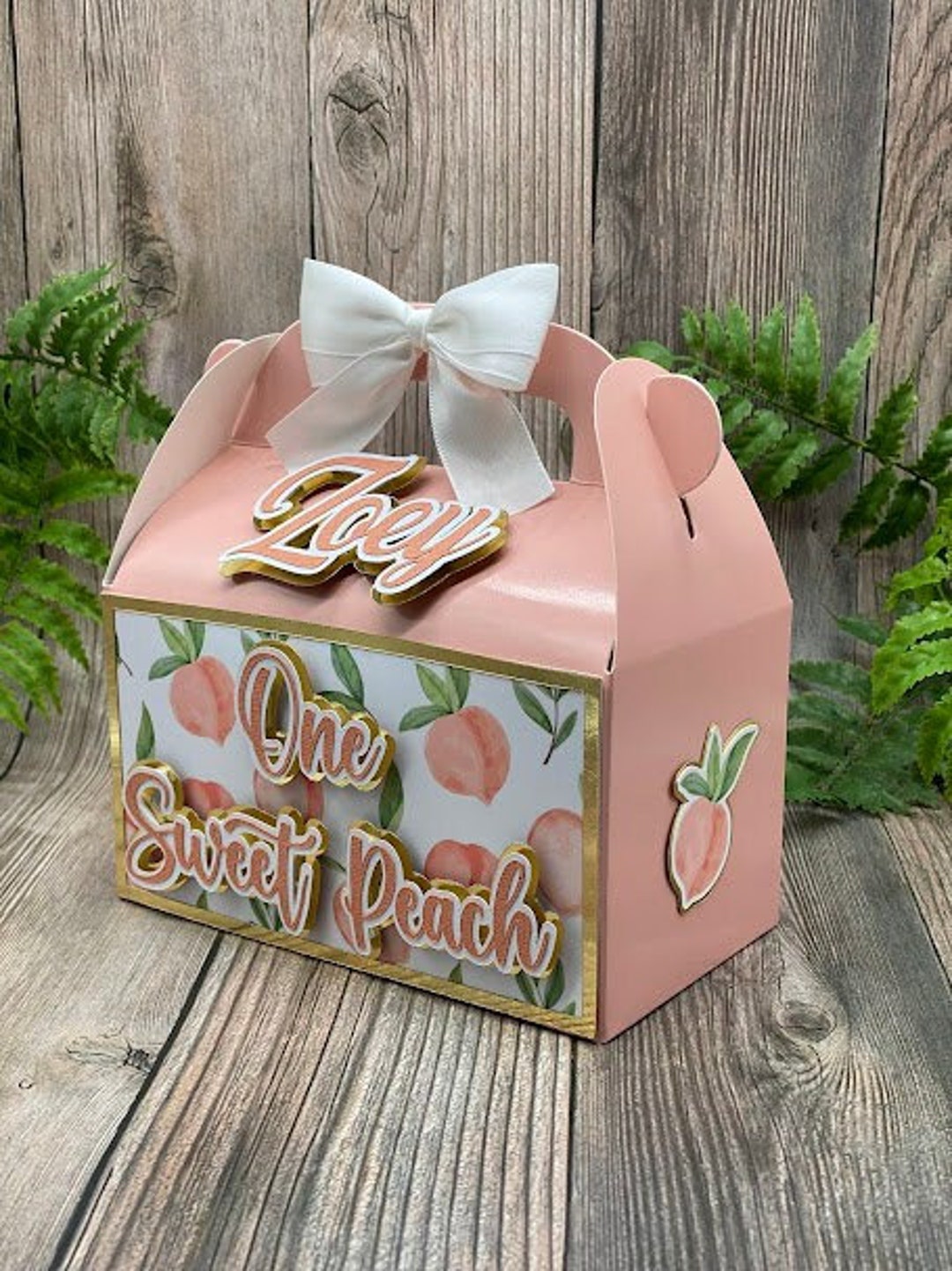One Sweet Peach Favor Boxes, Sweet Peach Gable Box - Etsy