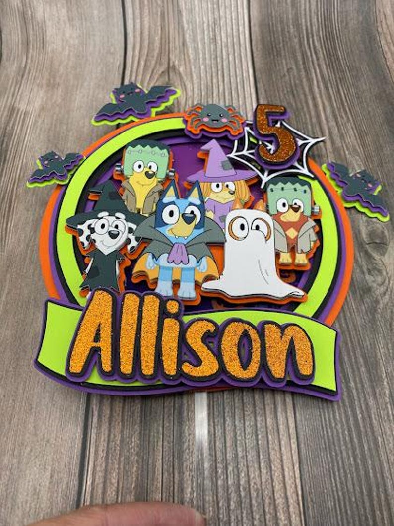 Blue Dog Halloween Cake Topper: 3D Cardstock Party Decor - Etsy