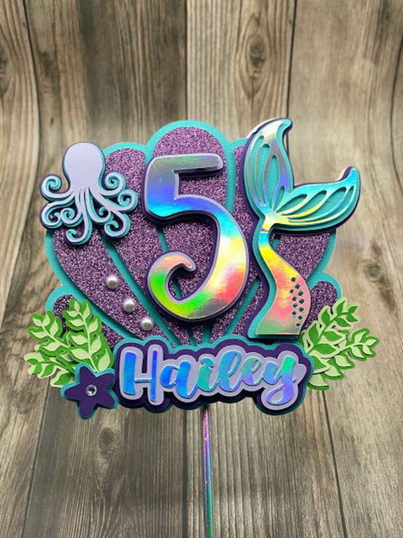 Mermaid Tail and Shell Cake Topper | Etsy