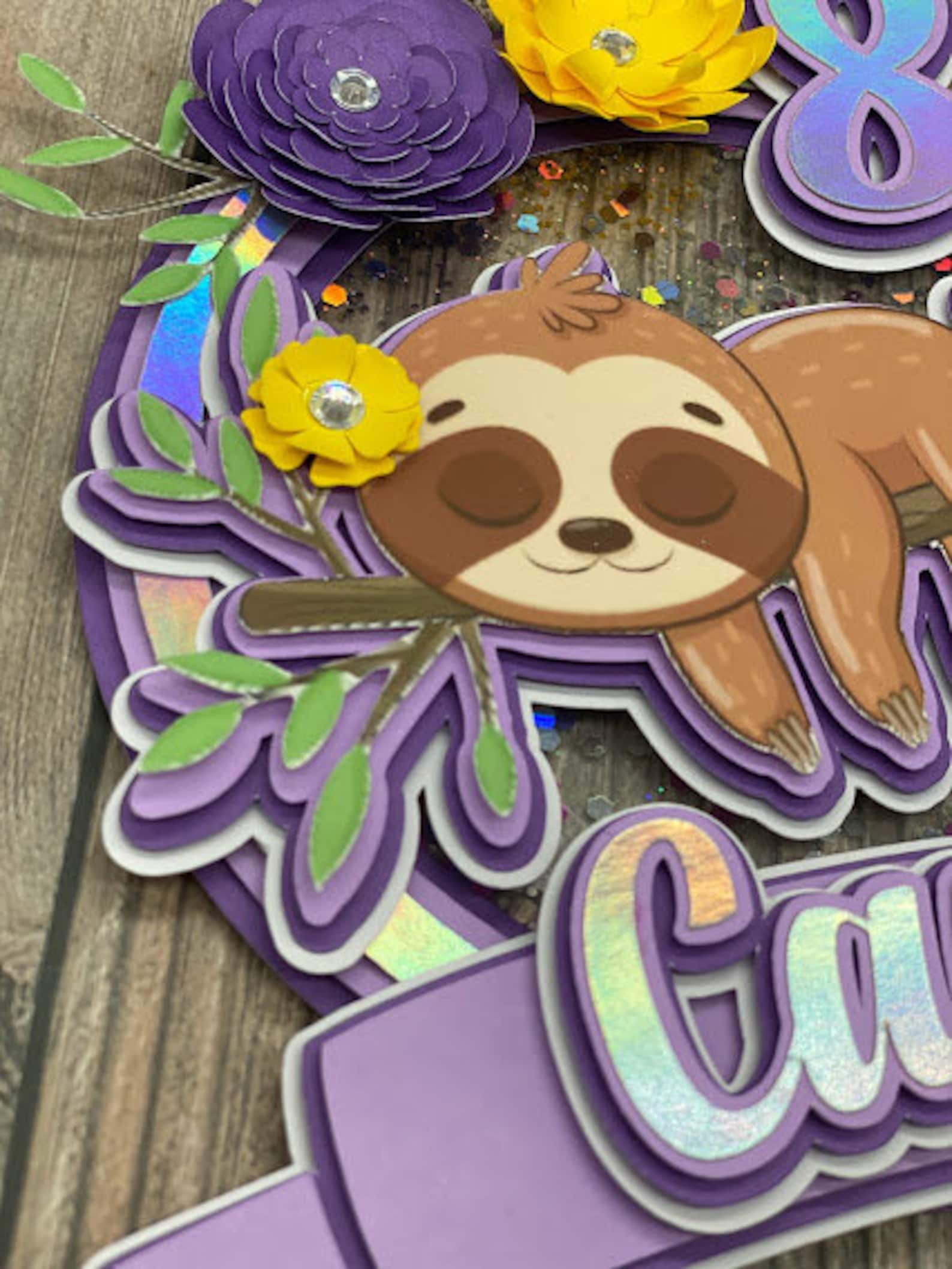 Sloth Cake Topper Sloth Birthday Theme Cake Topper - Etsy