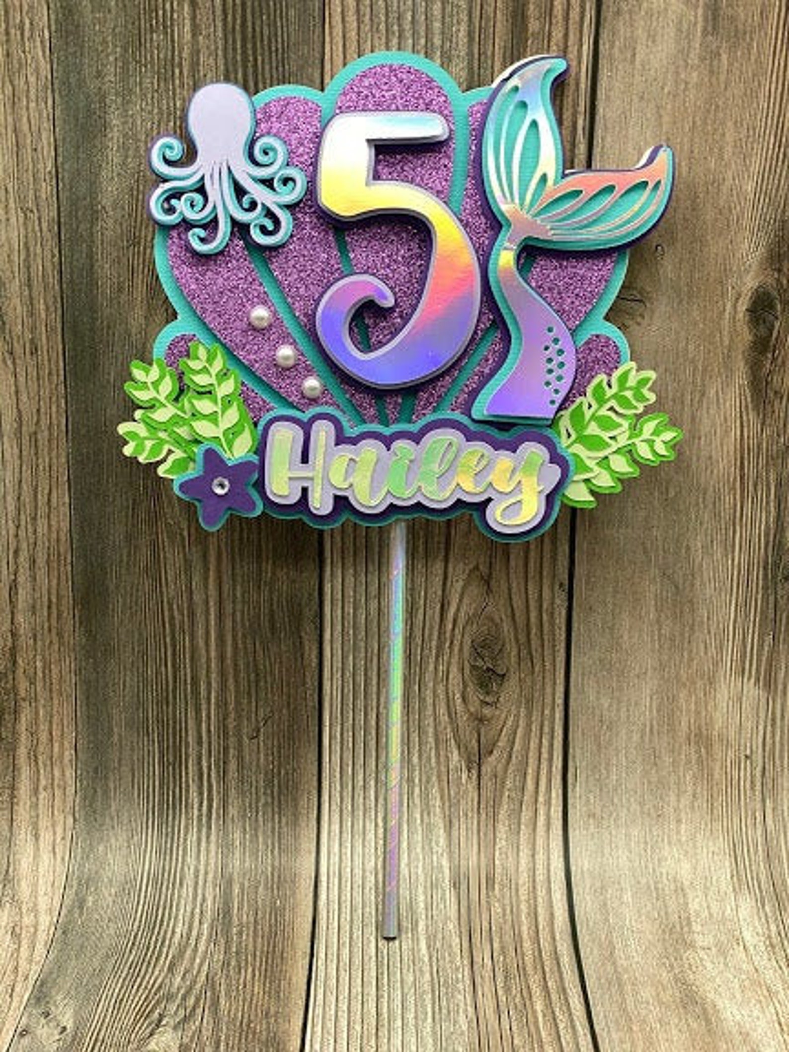 Mermaid Tail and Shell Cake Topper | Etsy