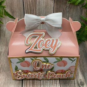 One Sweet Peach Favor Boxes, Sweet Peach Gable Box - Etsy