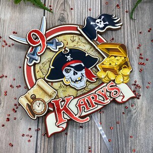Pirate Cake Topper, Pirate Party, Pirate Birthday, Pirate Topper, With ...