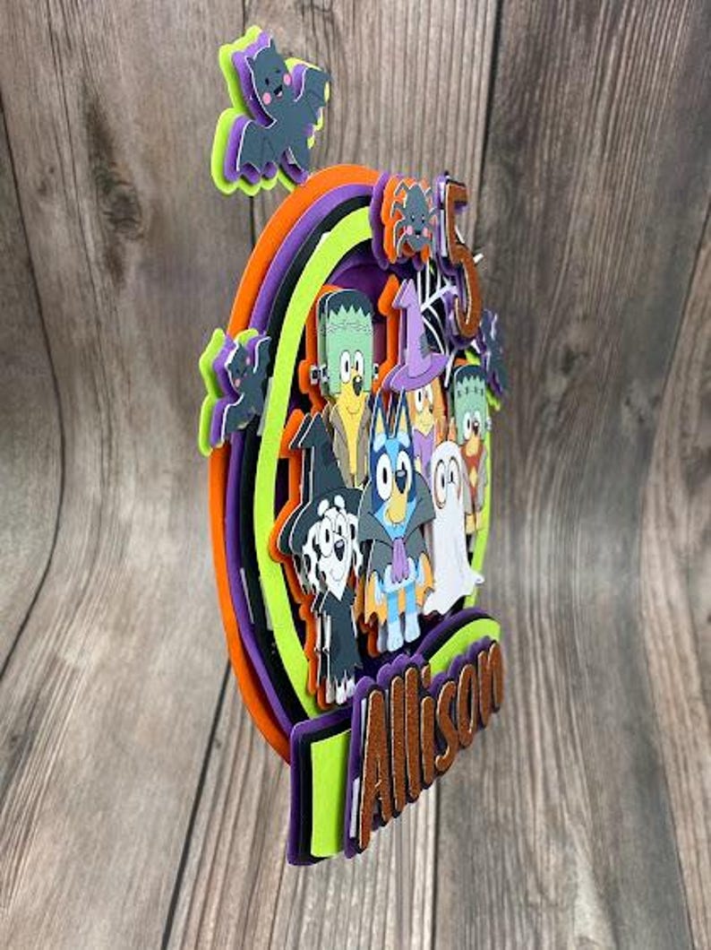 Blue Dog Halloween Cake Topper: 3D Cardstock Party Decor - Etsy