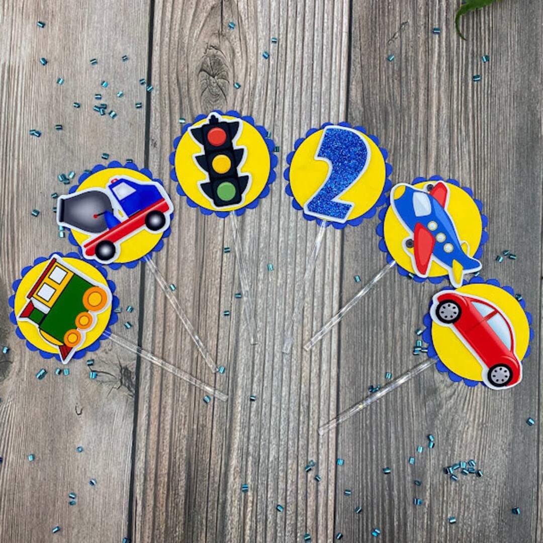 Transportation Cupcake Toppers: Handmade Car, Train, Plane, Traffic ...