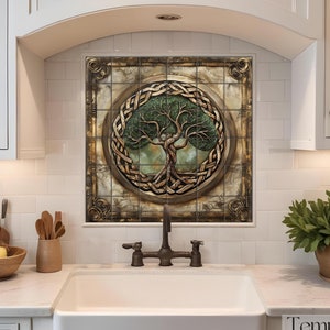 Celtic Tree of Life Tile Backsplash: Kitchen Accent Tiles - Etsy