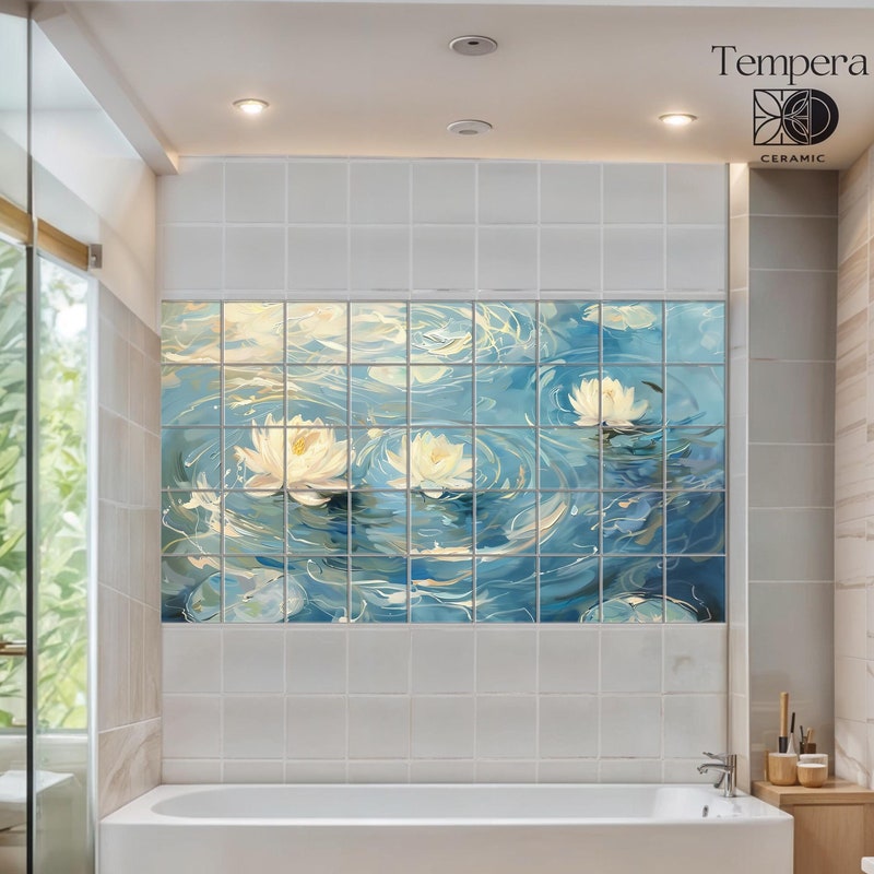 Water Lily Bathroom Tile - Etsy UK