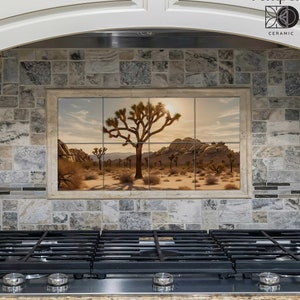 Backsplash Joshua Tree Tiles Mural, Marble Picture Frame, Desert Scene ...