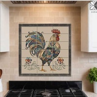 Ceramic Backsplash With Chicken Hen and Rooster Countryside Tiles Mural ...
