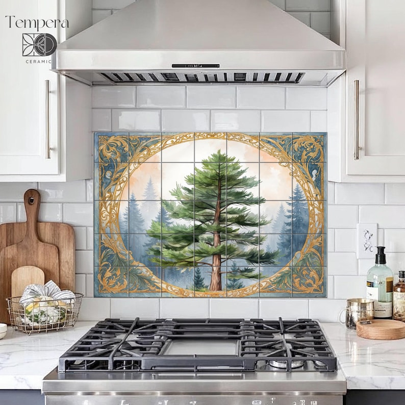 Pine Forest Kitchen Backsplash Tiles: Woodland Decor Mural - Etsy