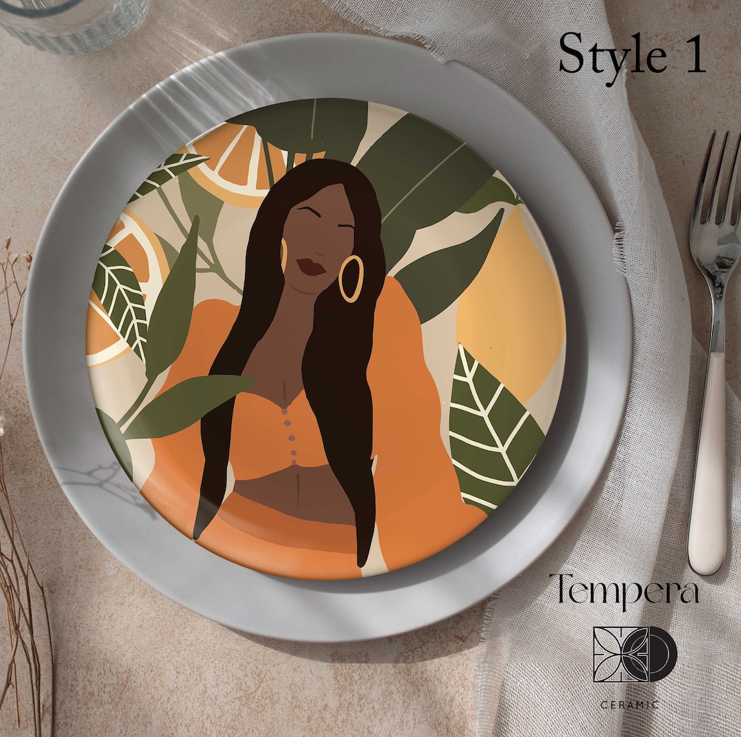 Custom Art Plates, African Woman Plates Set, Personalized Porcelain ...