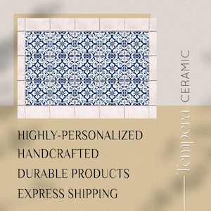 Mediterranean Pool Tiles: Blue & White Floral Waterline Tile Set - Etsy