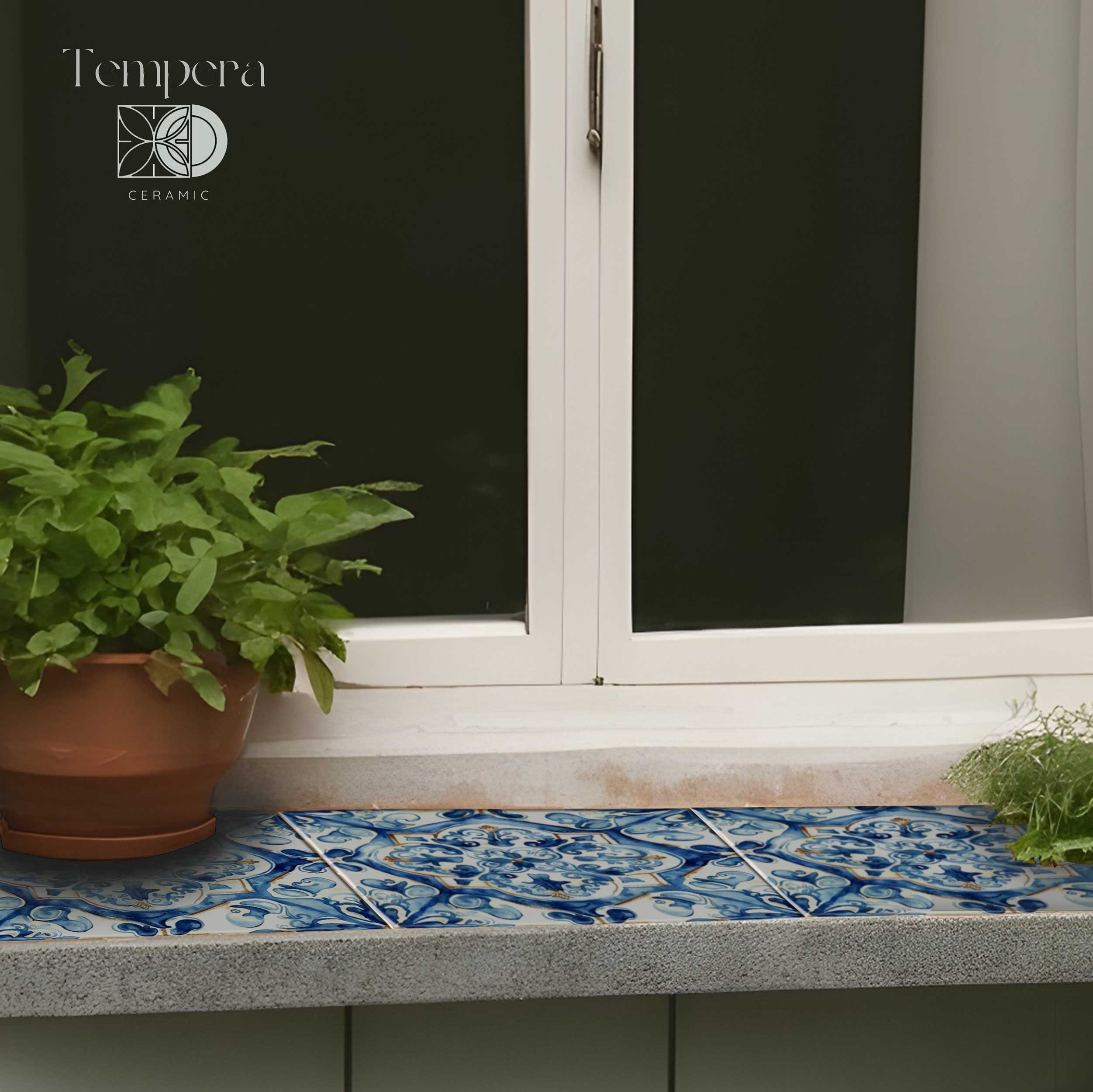 Blue Window Sill Tiles: Peel and Stick, Custom Size - Etsy