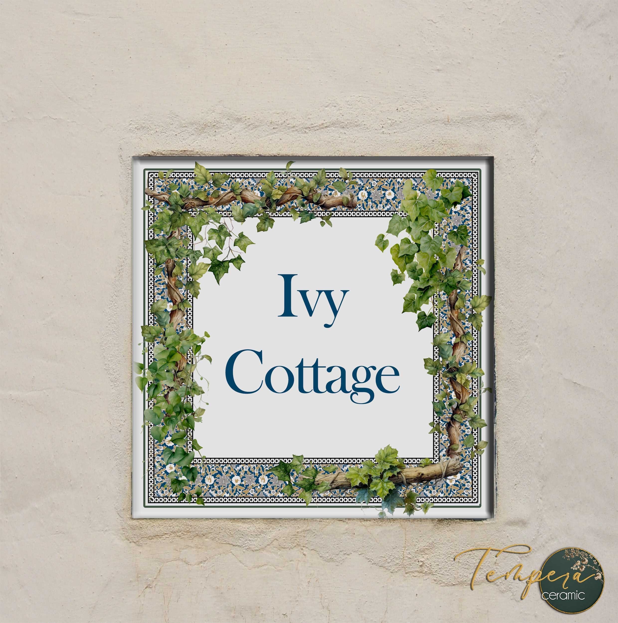 Ivy Cottage Ceramic Plaque, House Sign With Ivy, Ivy House Custom ...