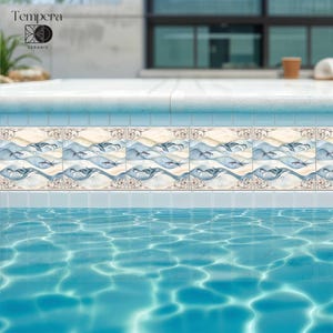 Waterline Pool Tiles With Whale Pattern, Nautical Swimming Pool Tiles ...