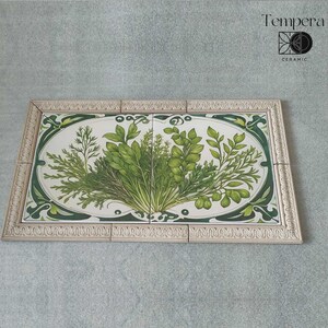Art Nouveau Herbs Backsplash Tiles: Custom Kitchen Decor - Etsy