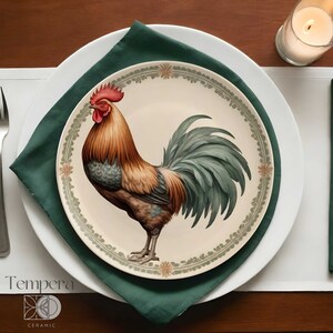 Rooster Design Plate for Farmhouse Style Dining, Ceramic Plate With ...