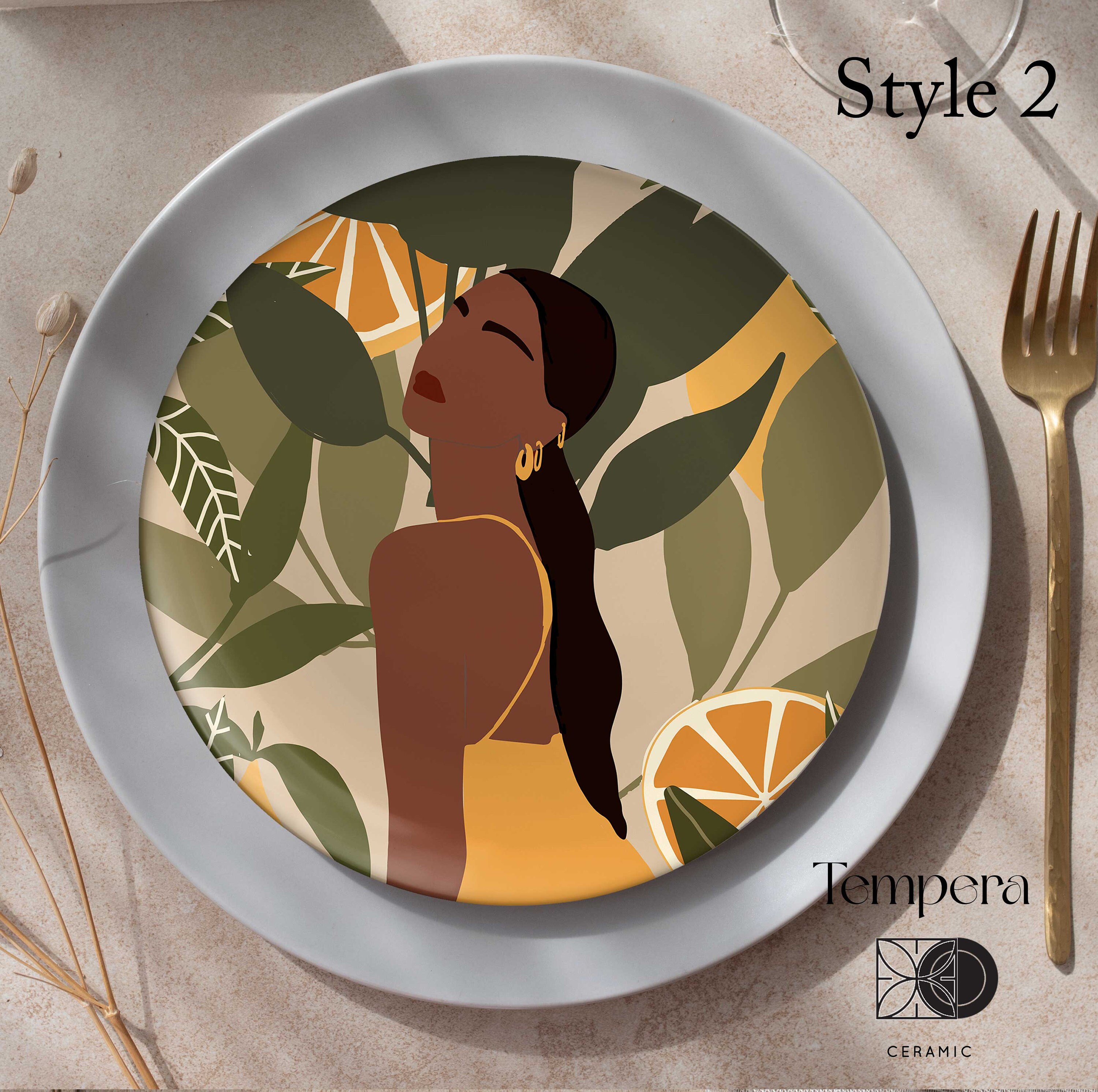 Custom Art Plates, African Woman Plates Set, Personalized Porcelain ...