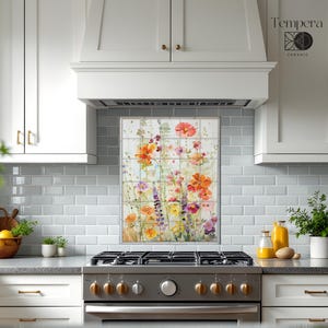 Wildflowers Backsplash Tiles, Field Flowers Ceramic Mural Decor - Etsy