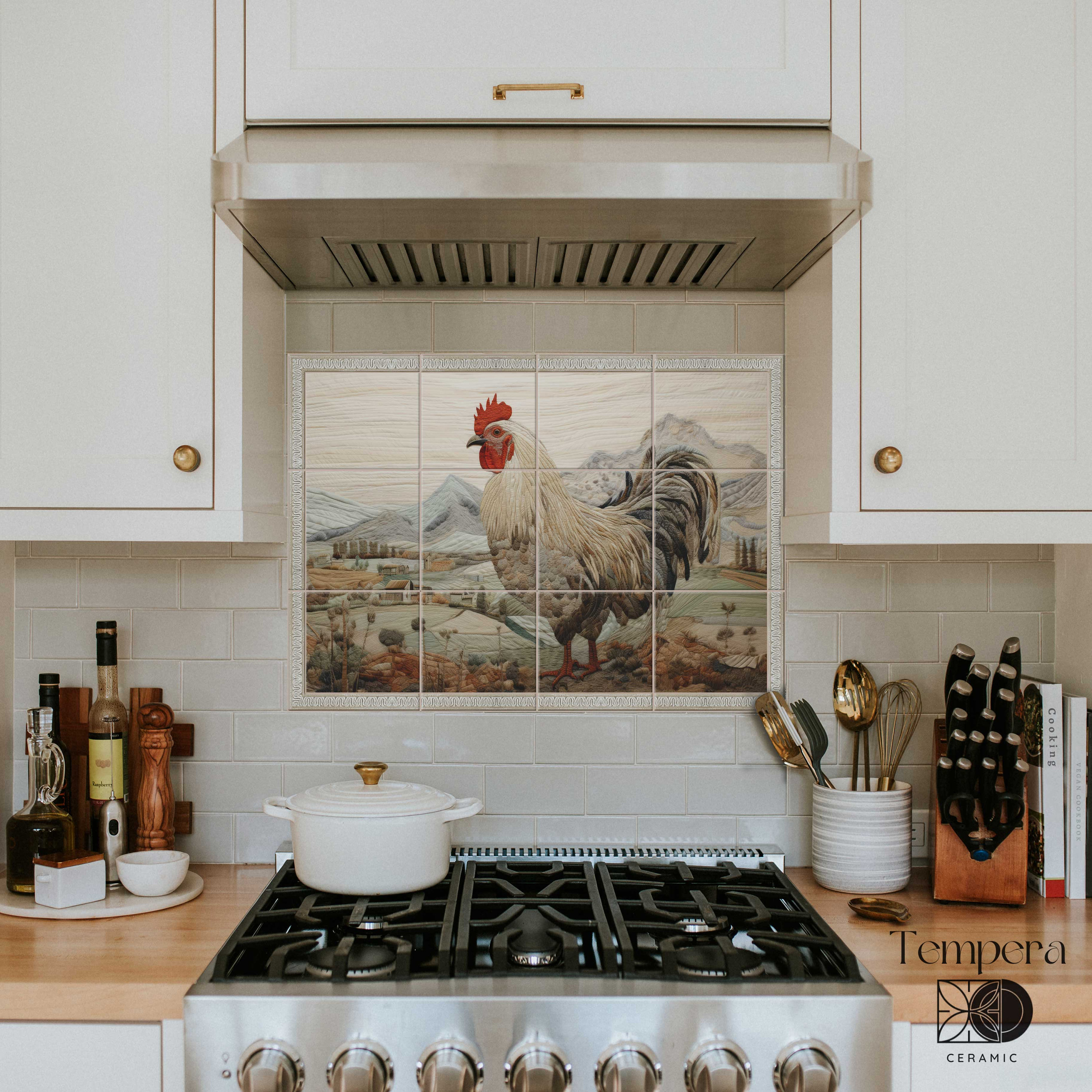 Backsplash Farm Rooster Tiles, Farmhouse Tile Decor, Rustic Ceramic ...