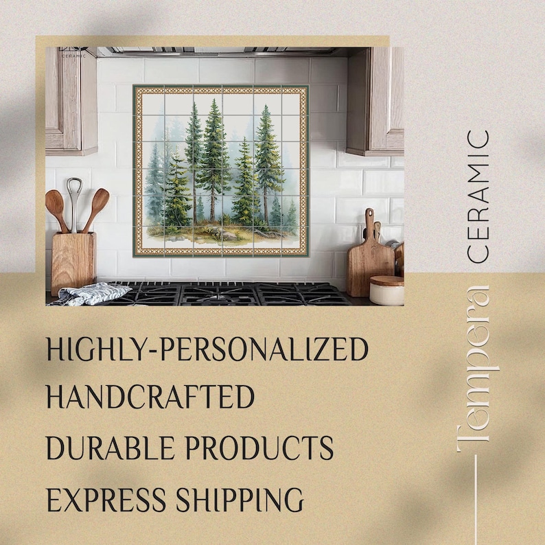 Pine Forest Backsplash Tiles, Pine Trees Ceramic Mural for Kitchen - Etsy