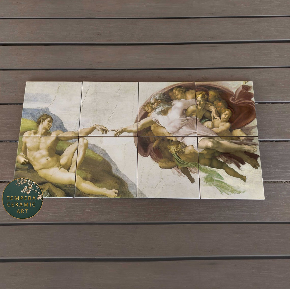 The Creation of Adam Tiles Mural by Michelangelo, Religious Tile Mural ...
