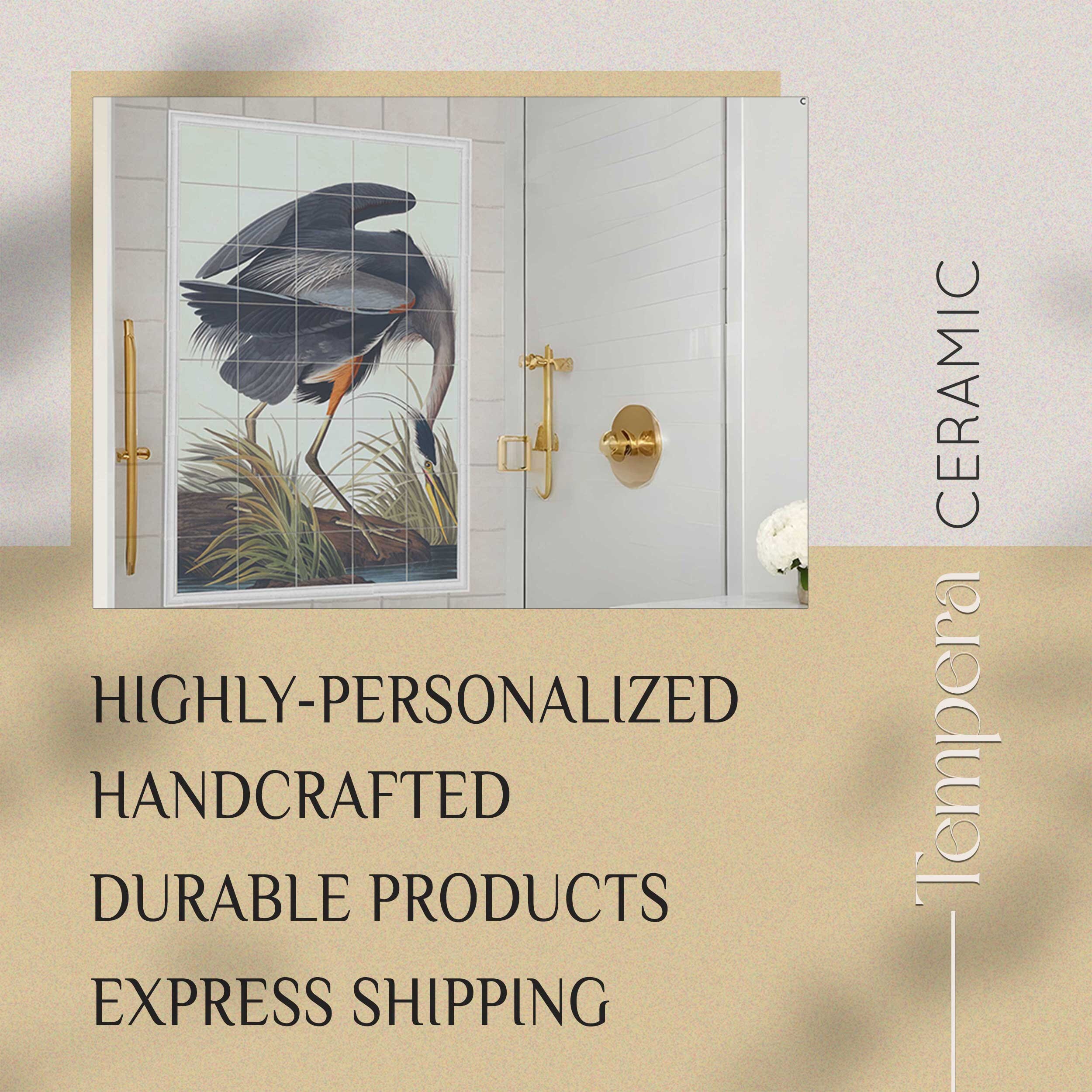 Mural Tile Set of the Blue Heron by Audubon, Tiles Mural With a Bird ...